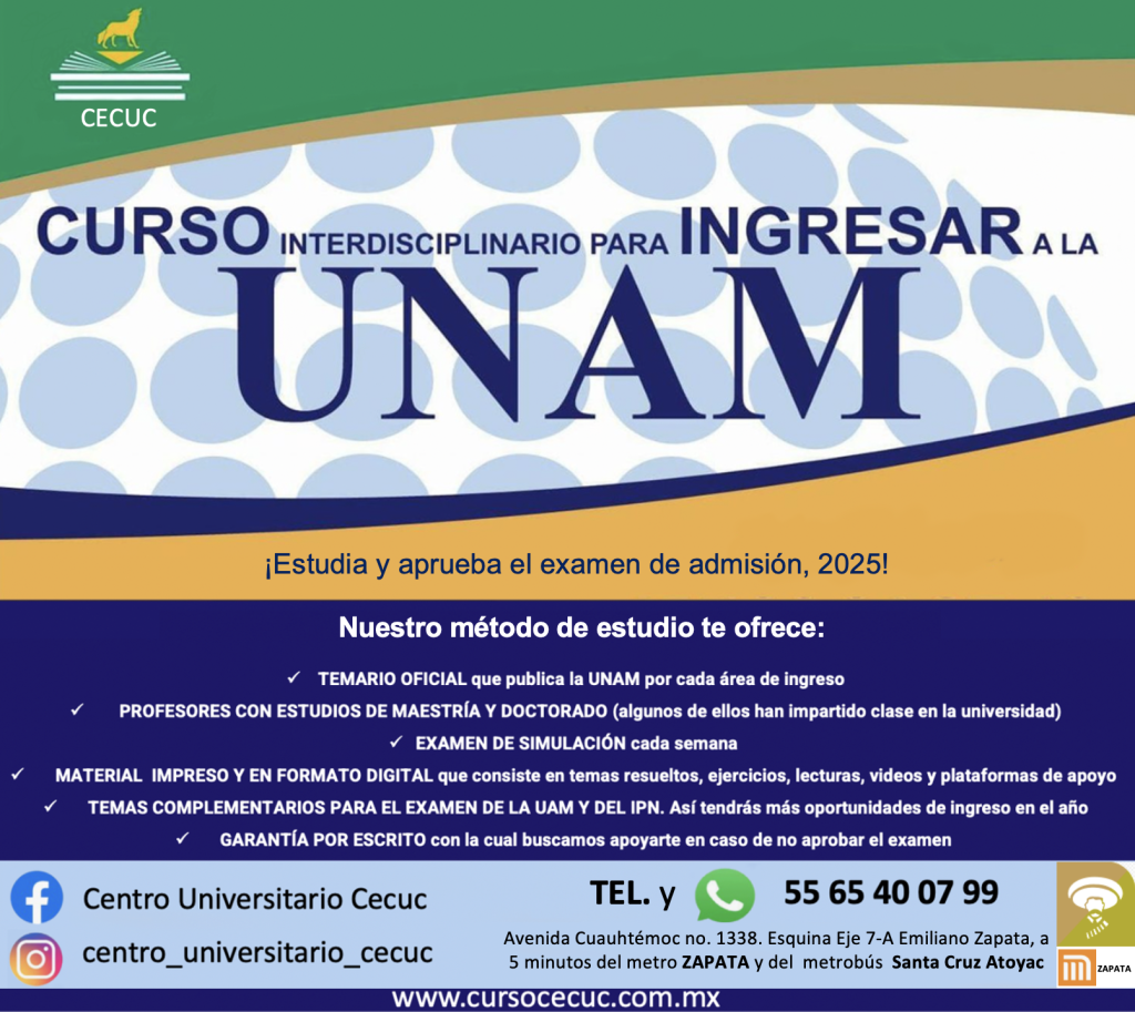 Curso ingreso UNAM 2025 - Curso UNAM CECUC